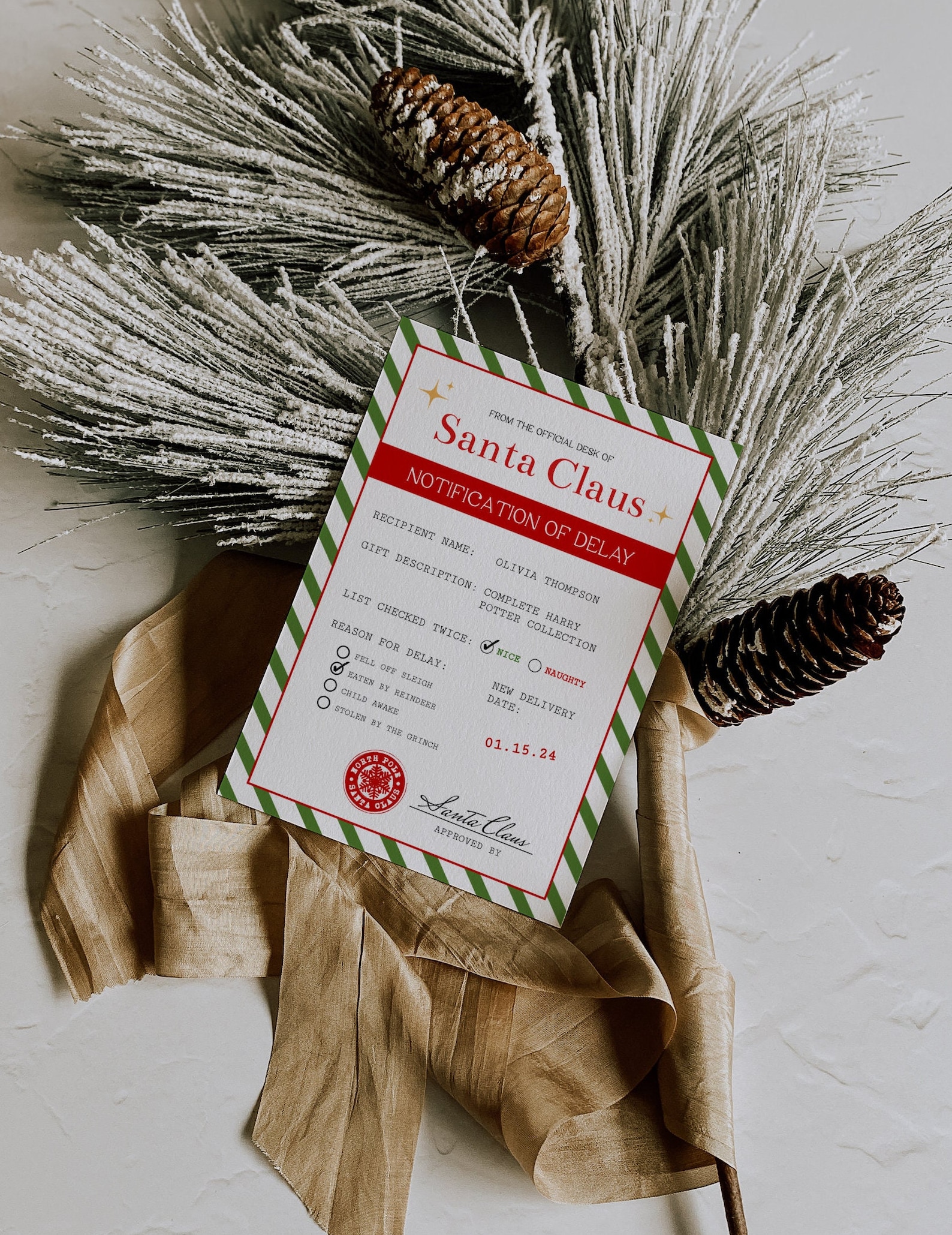 Editable Late Christmas Gift Letter From Santa | Delayed Gift ...