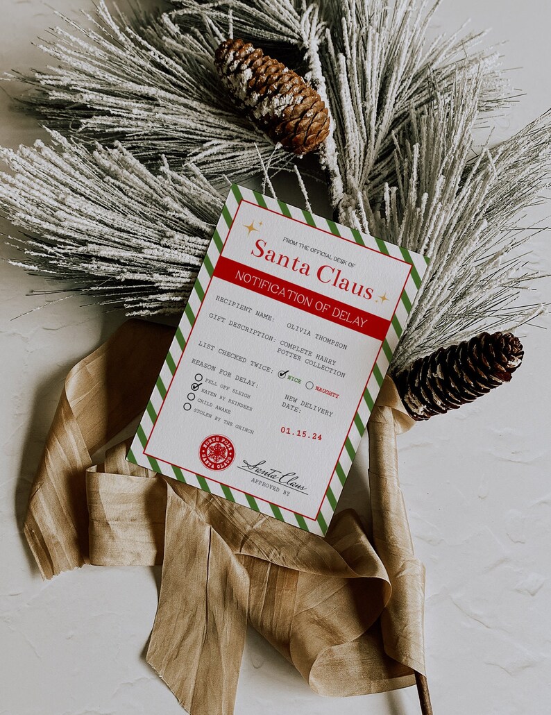 Editable Late Christmas Gift Letter From Santa | Delayed Gift ...