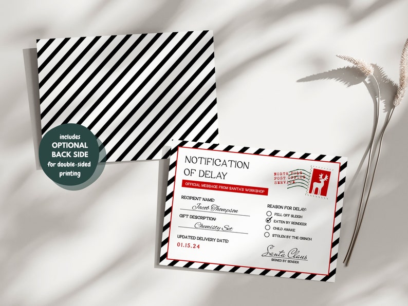 Delayed Christmas Delivery Notice From Santa Editable Delayed Gift ...