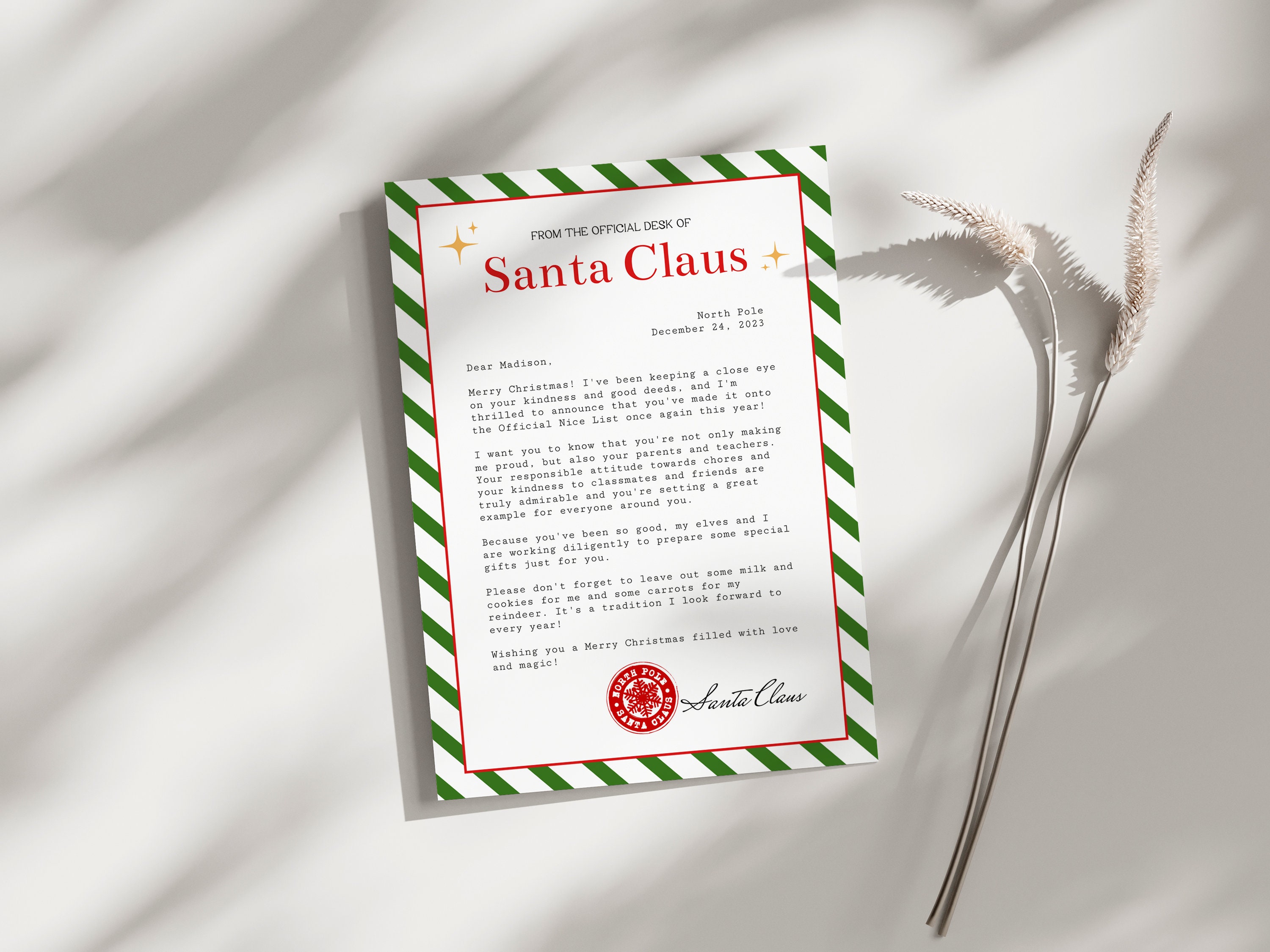 Letter From Santa | Official Nice List Letter From Santa Claus ...