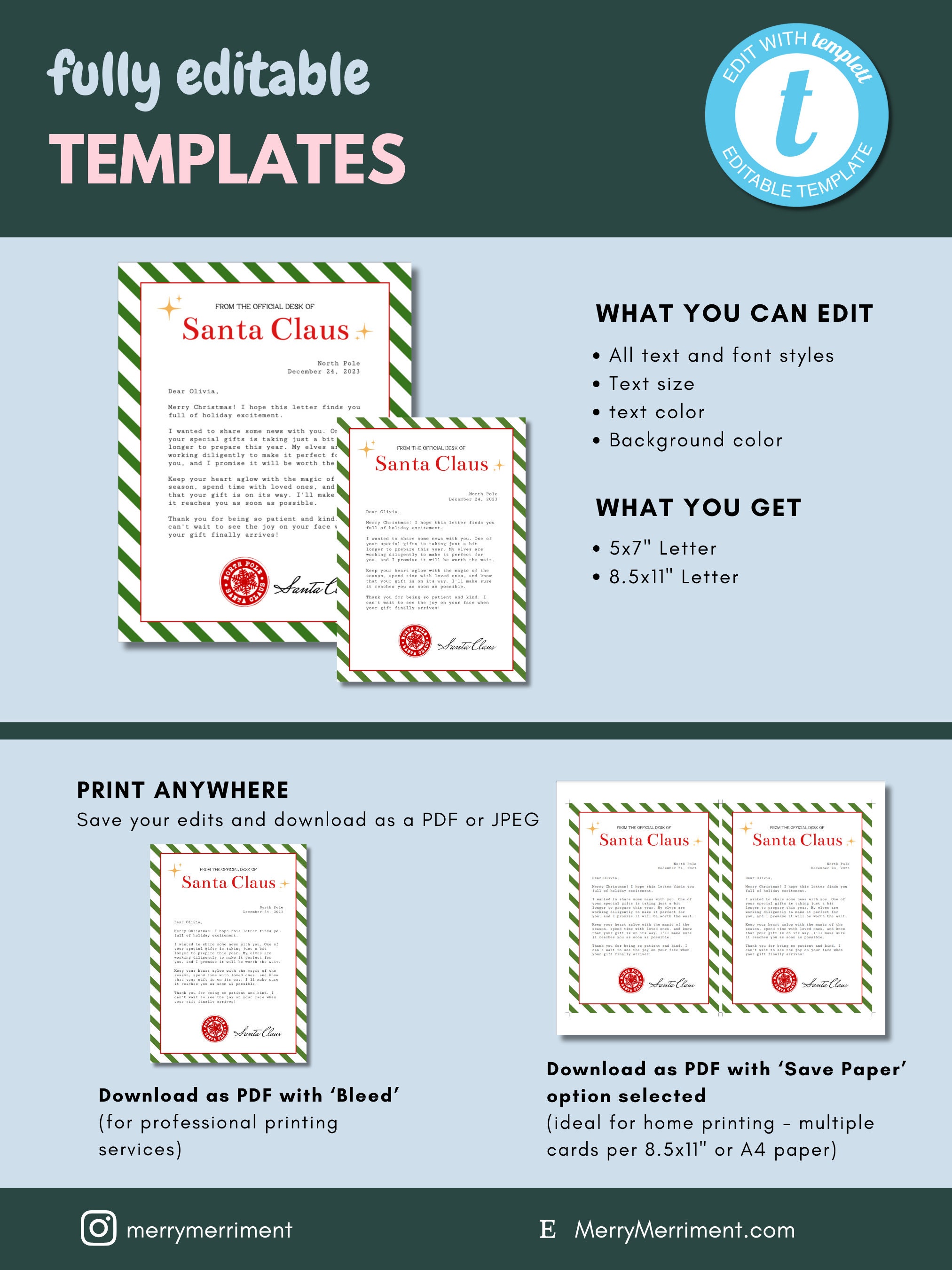 Editable Delayed Gift Notice | Late Christmas Gift Letter From Santa ...