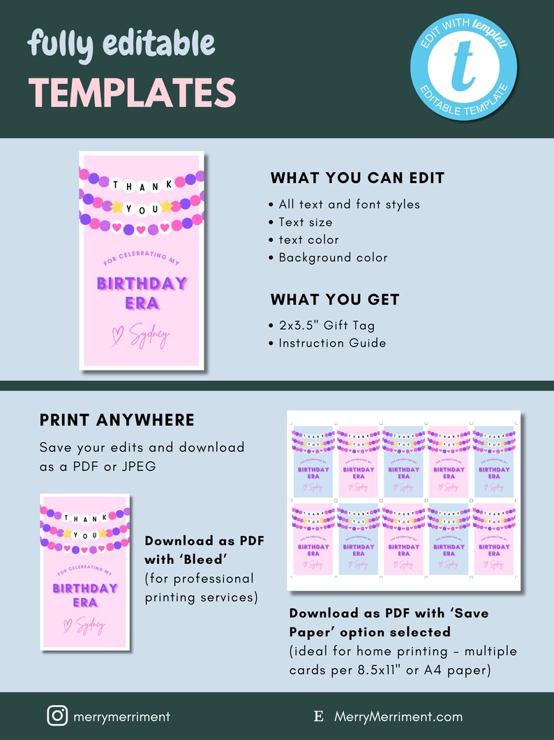 Printable Taylor Swift Birthday Party Favor Tag | Eras Birthday Party ...