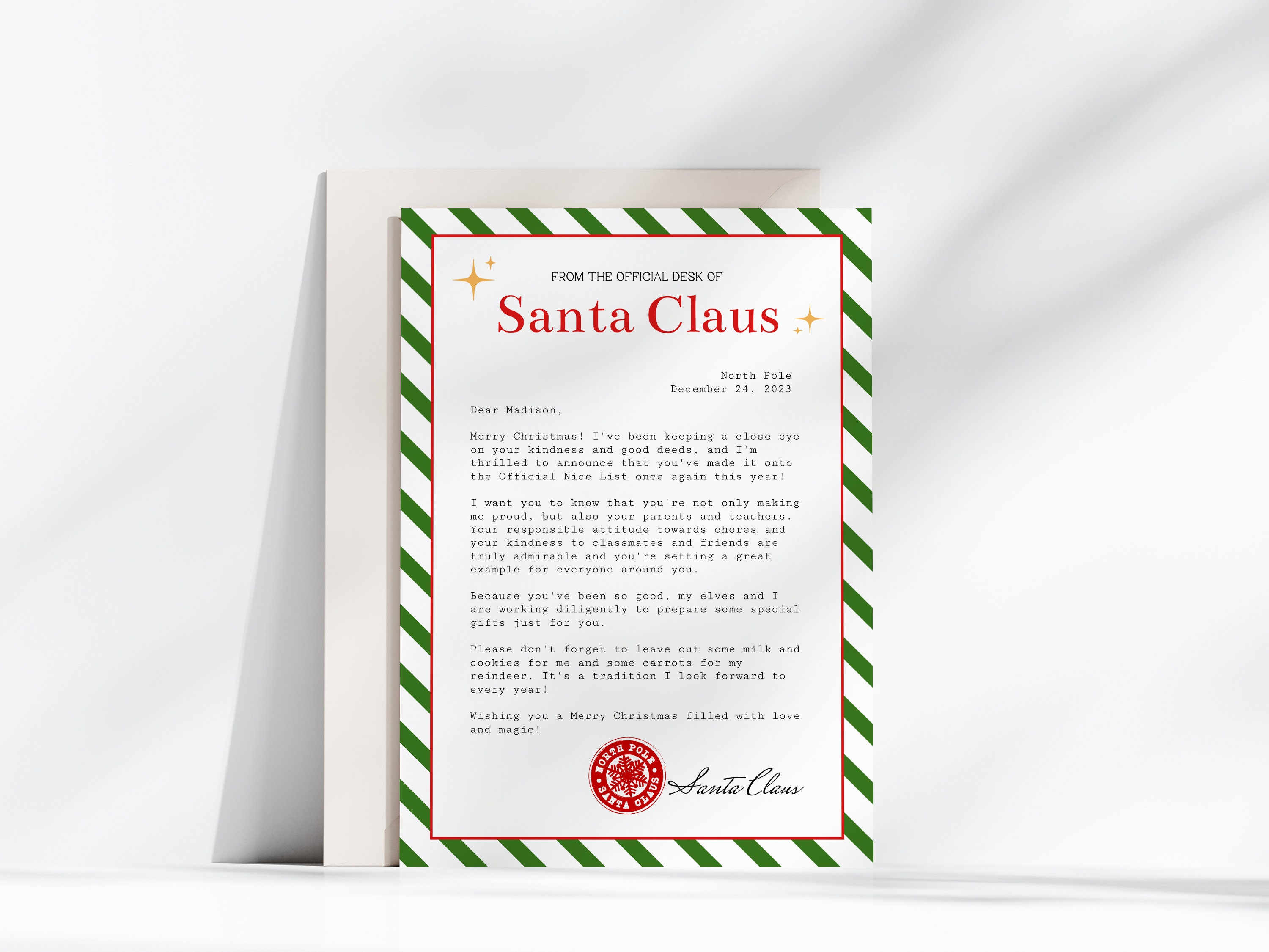Letter From Santa | Official Nice List Letter From Santa Claus ...