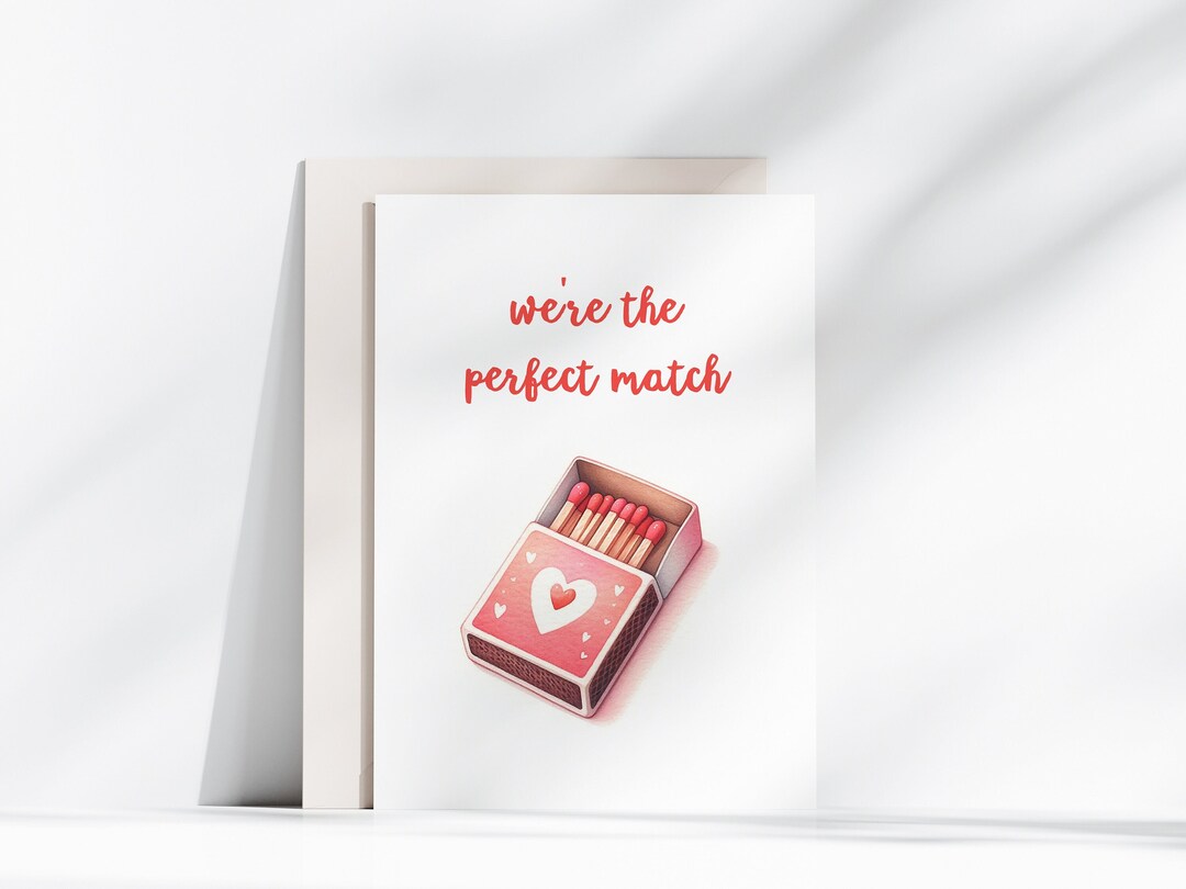 We're the Perfect Match Card Instant Download, Printable Valentine Card ...