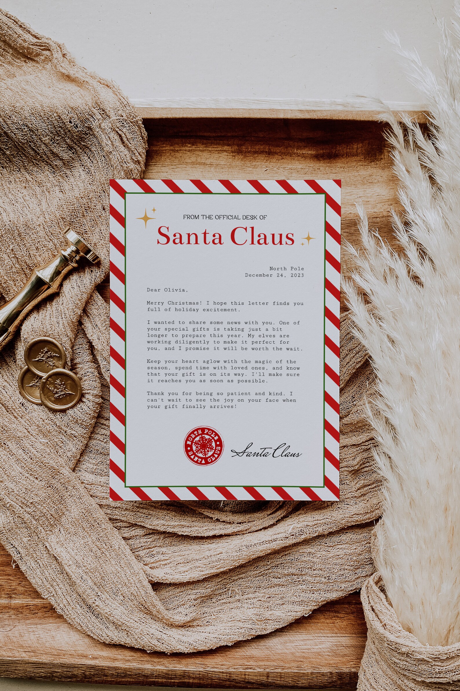 Editable Delayed Gift Notice | Late Christmas Gift Letter From Santa ...