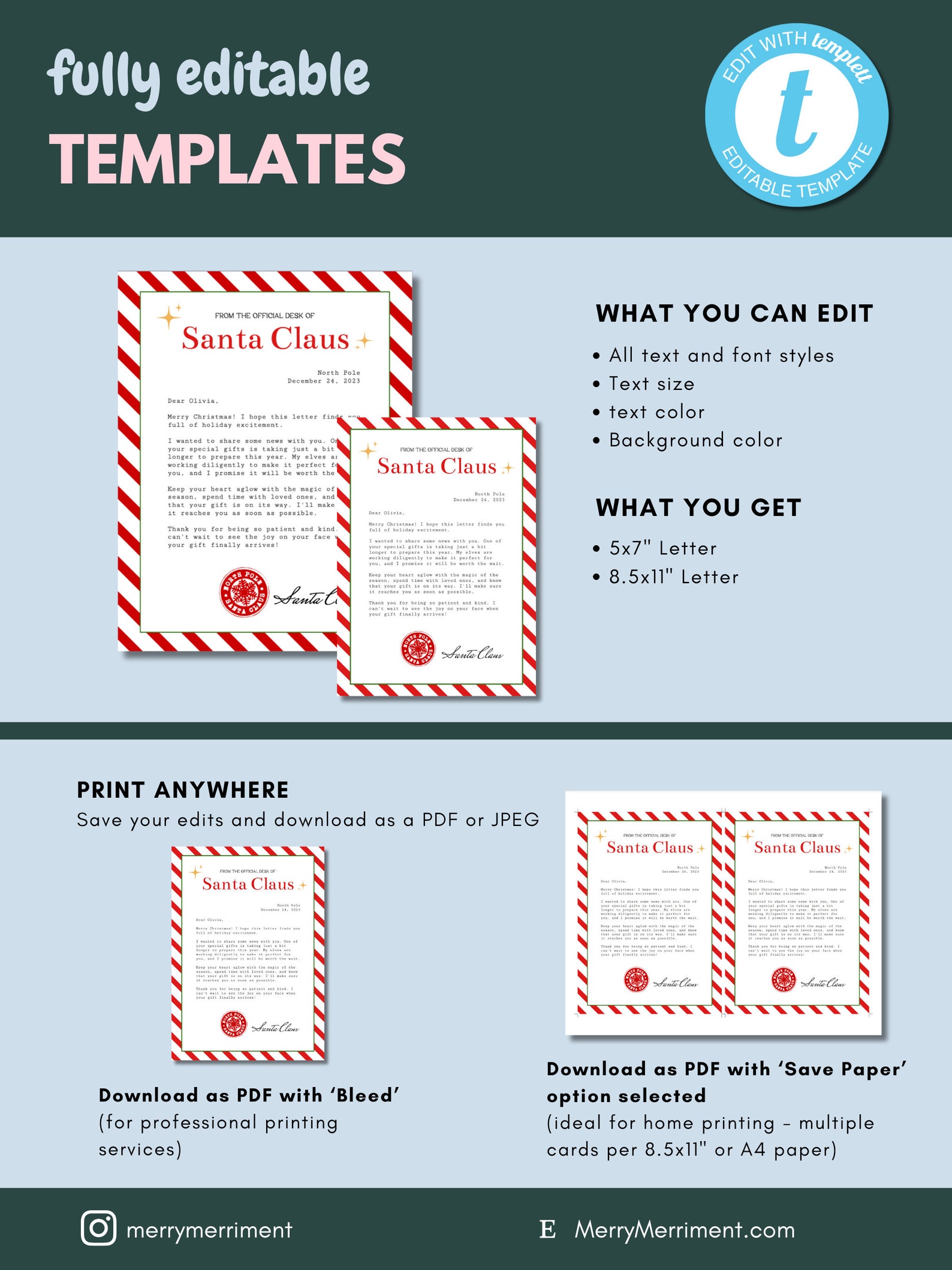 Editable Delayed Gift Notice | Late Christmas Gift Letter From Santa ...