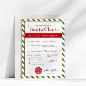 Editable Late Christmas Gift Letter From Santa | Delayed Gift ...