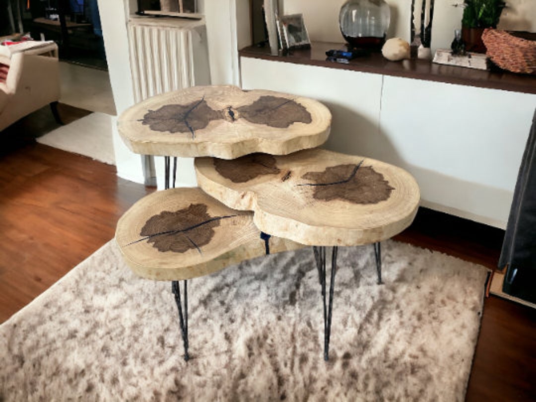 Trio Wooden Coffee Table Set Unique Coffee Table Set Walnut Table Set ...