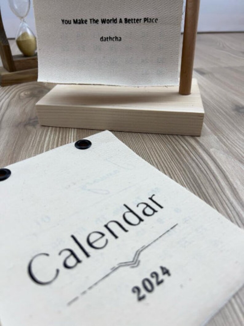 Personalized Wooden & Linen Desk Calendar Christmas Gift Hand Made ...