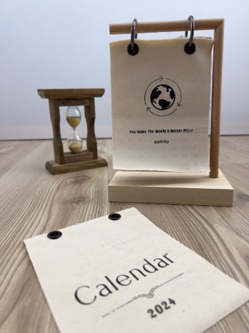 Personalized Wooden & Linen Desk Calendar Christmas Gift Hand Made ...
