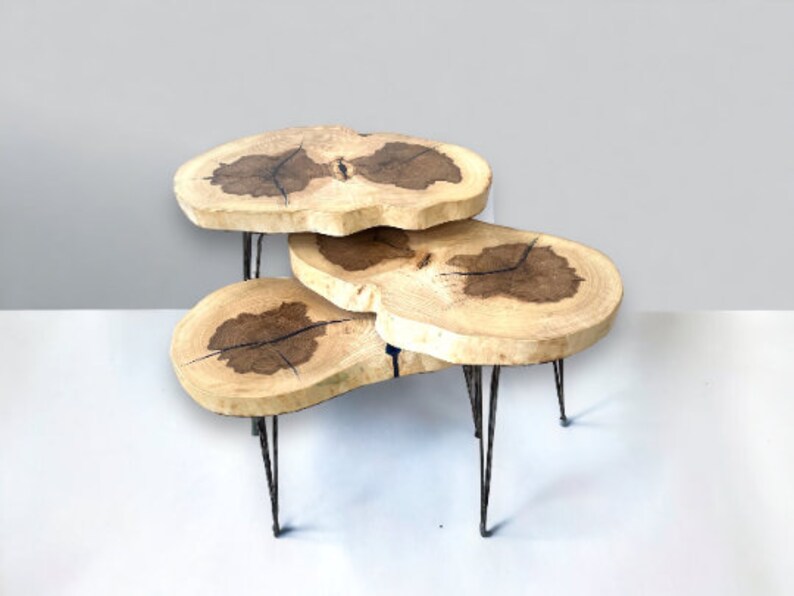 Trio Wooden Coffee Table Set Unique Coffee Table Set Walnut Table Set ...