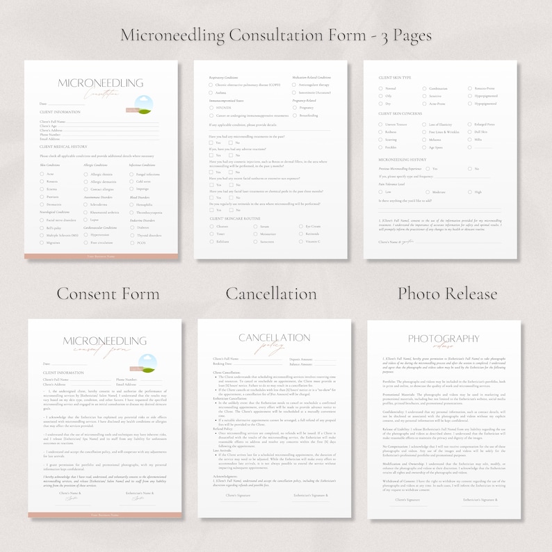 Microneedling Forms Templates, Editable Salon Consultation Form ...