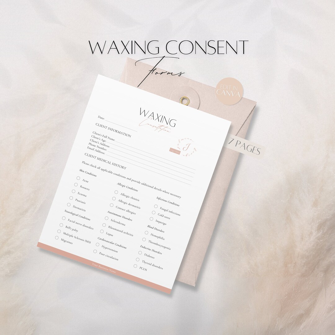 Waxing Consent Forms Template, Editable Hair Removal Consultation Form ...