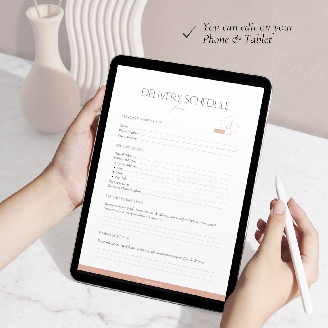 Flower Business Management Forms, Editable Florist Order File ...