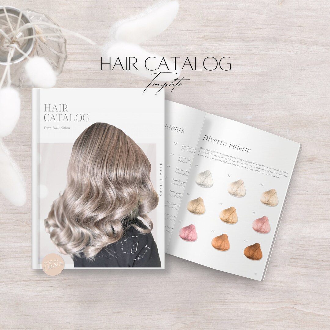 Hair Catalog Template, Editable Hairstylist Magazine, Professional ...