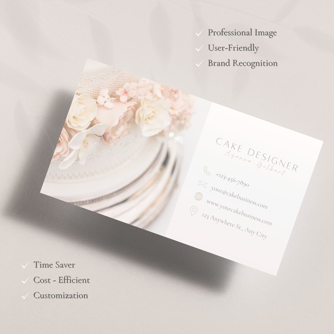 Cake Business Card Template, Editable Cake Baker Info Details ...