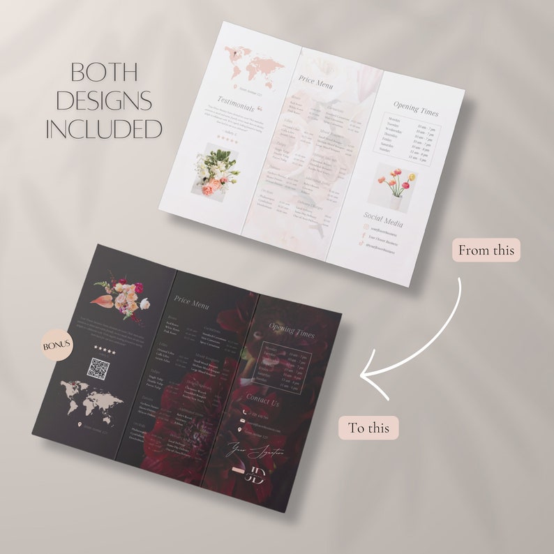Florist Trifold Brochure Template, Editable Floral Services Booklet ...