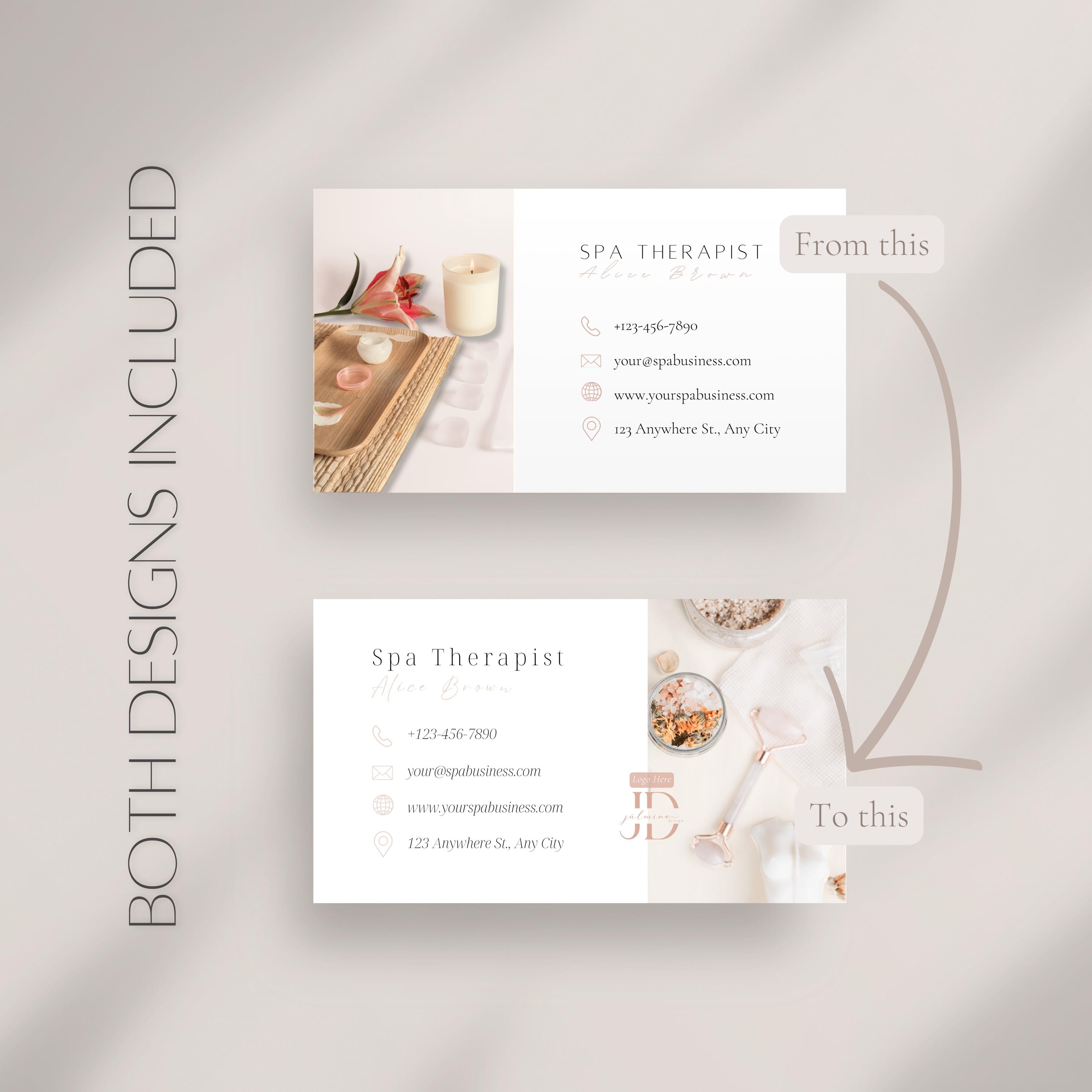 Spa & Wellness Business Card Template, Editable Beauty Info Card Design ...
