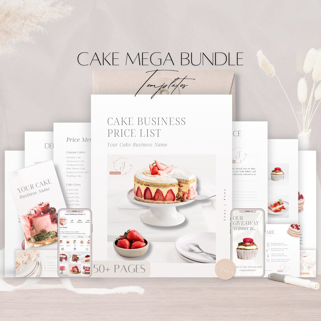 Cake Business Mega Bundle Templates, Editable Cake Baker Contract ...