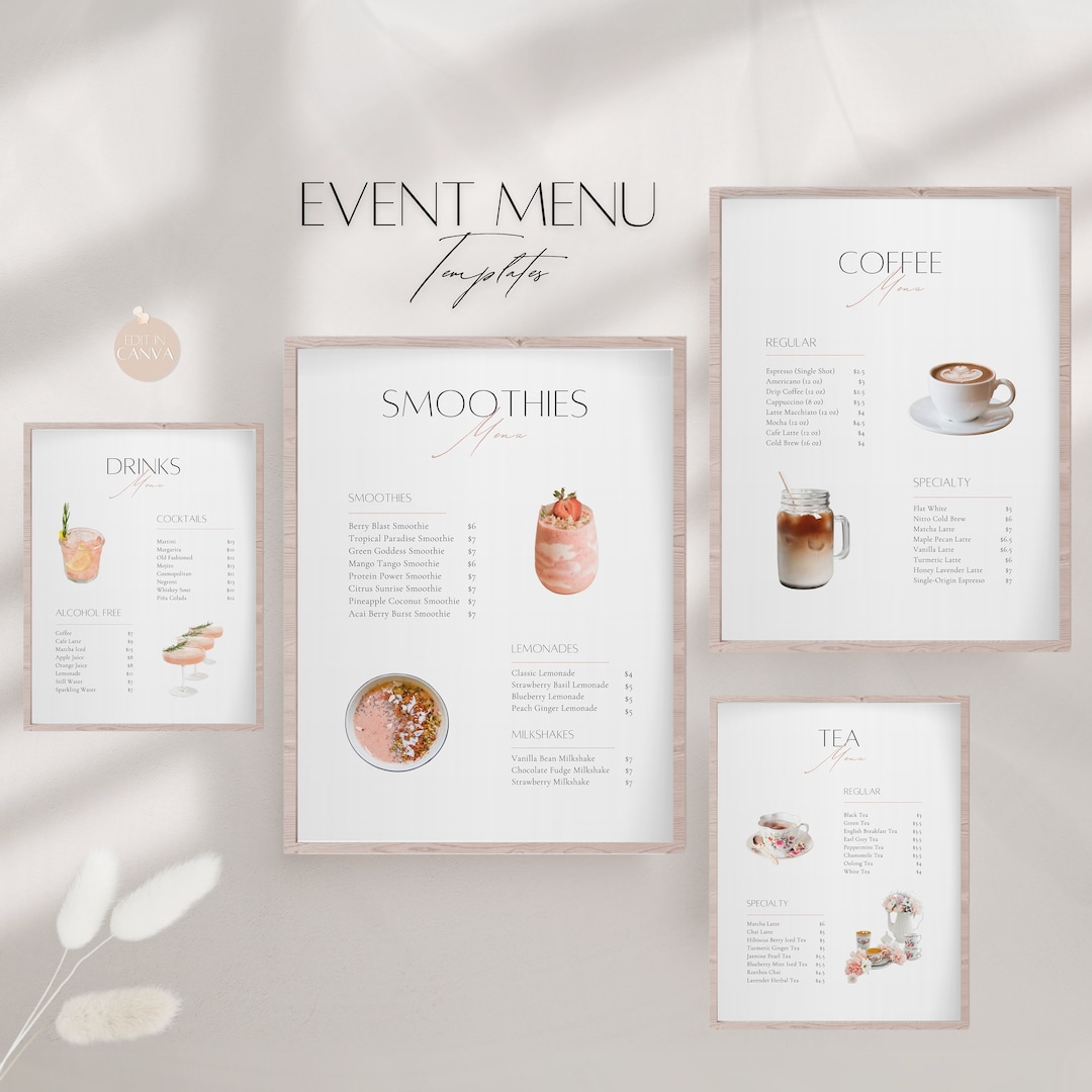 Event Menu Templates, Editable Mobile Bar Price List, Professional ...