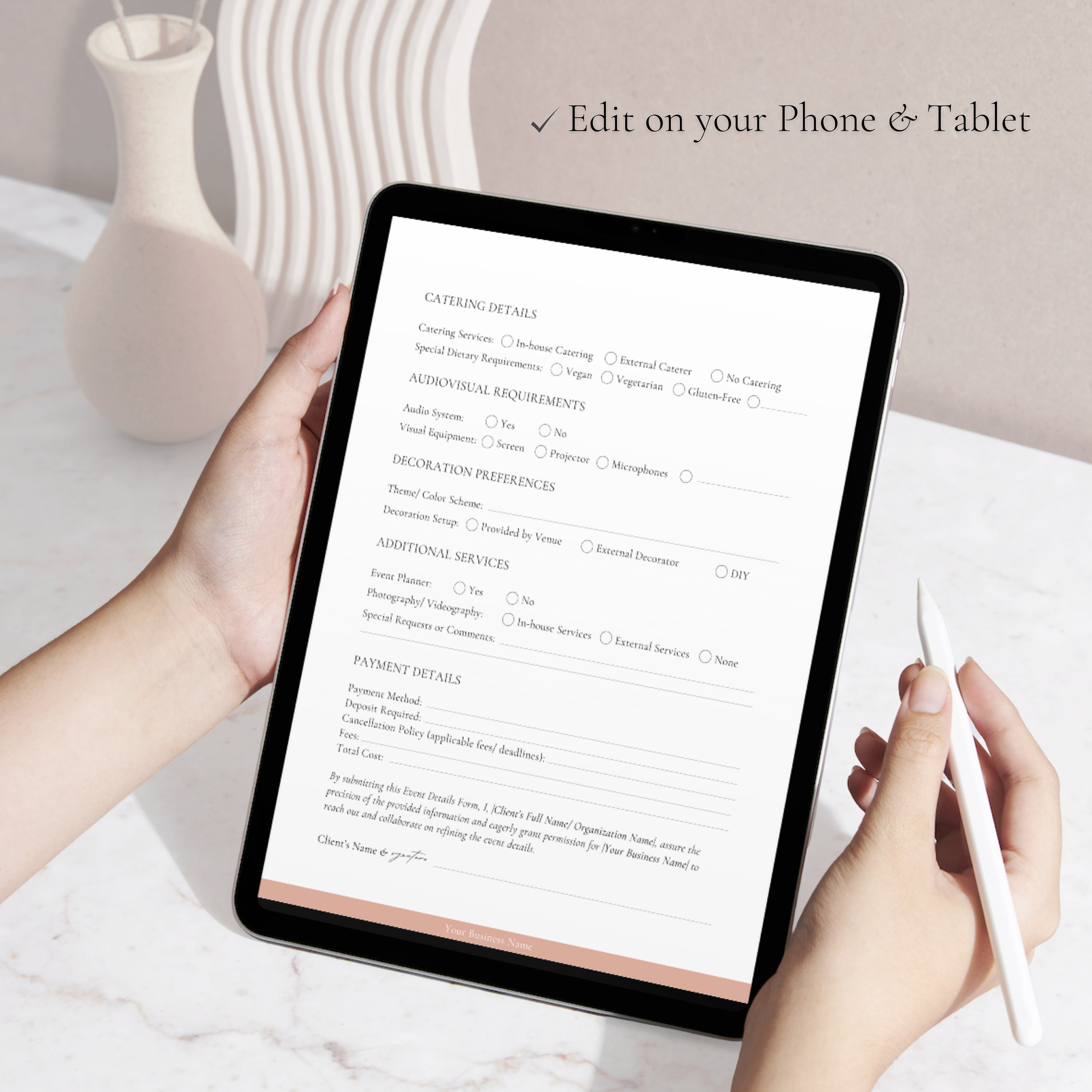 Event Details Form Template, Editable Party Planning Information ...