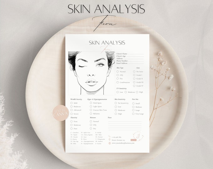 Skin Analysis Consultation Form Template Esthetician Aesthetic Nurse ...