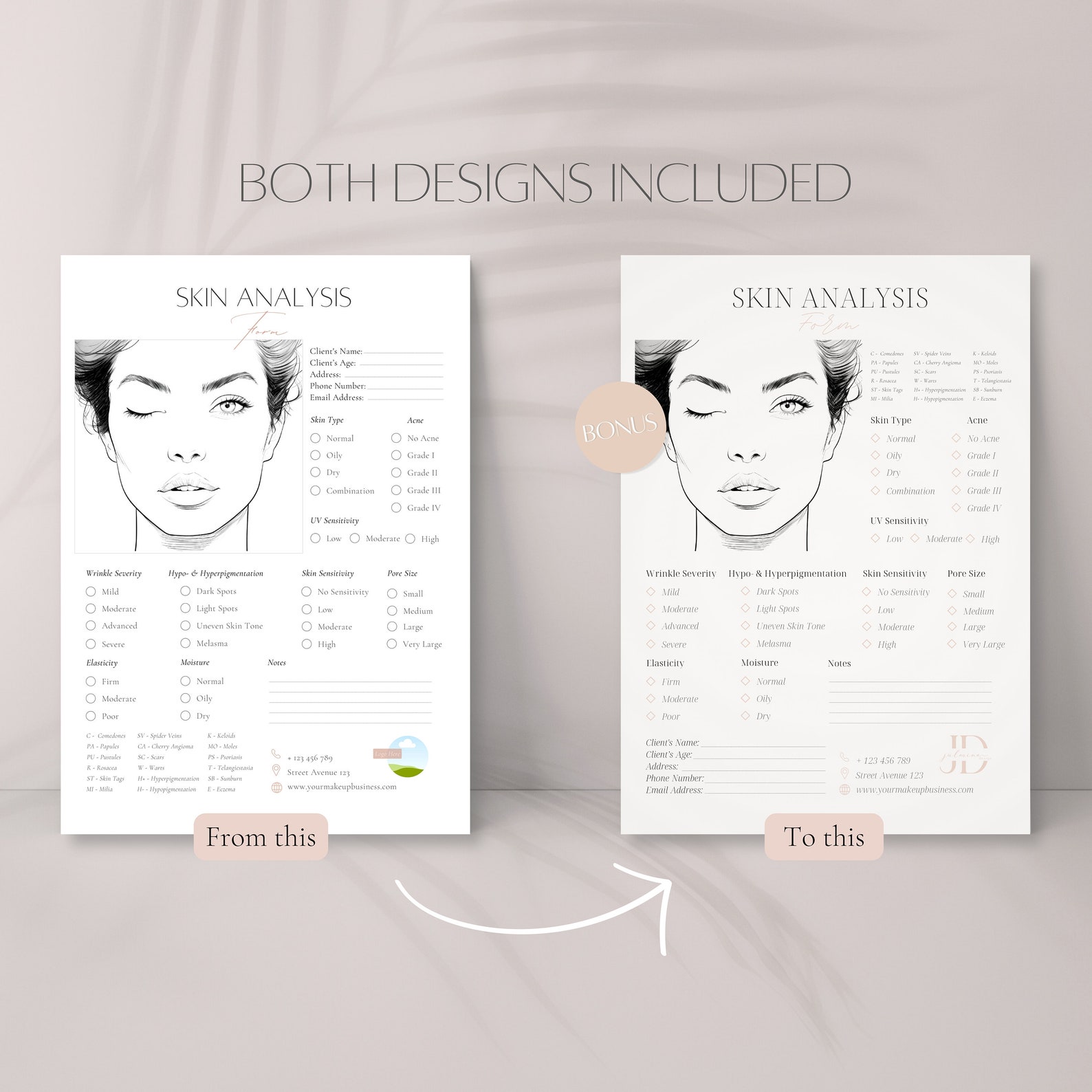 Skin Analysis Form Template, Editable Facial Assessment, Professional ...