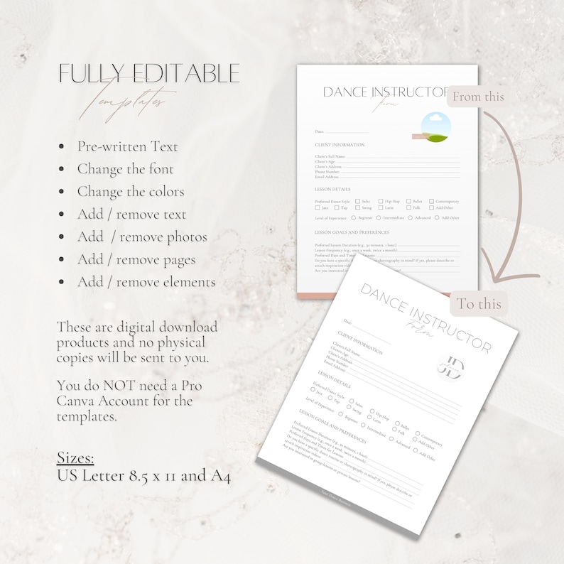 Dance Business Bundle Forms, Editable Dance Instructor Contract ...
