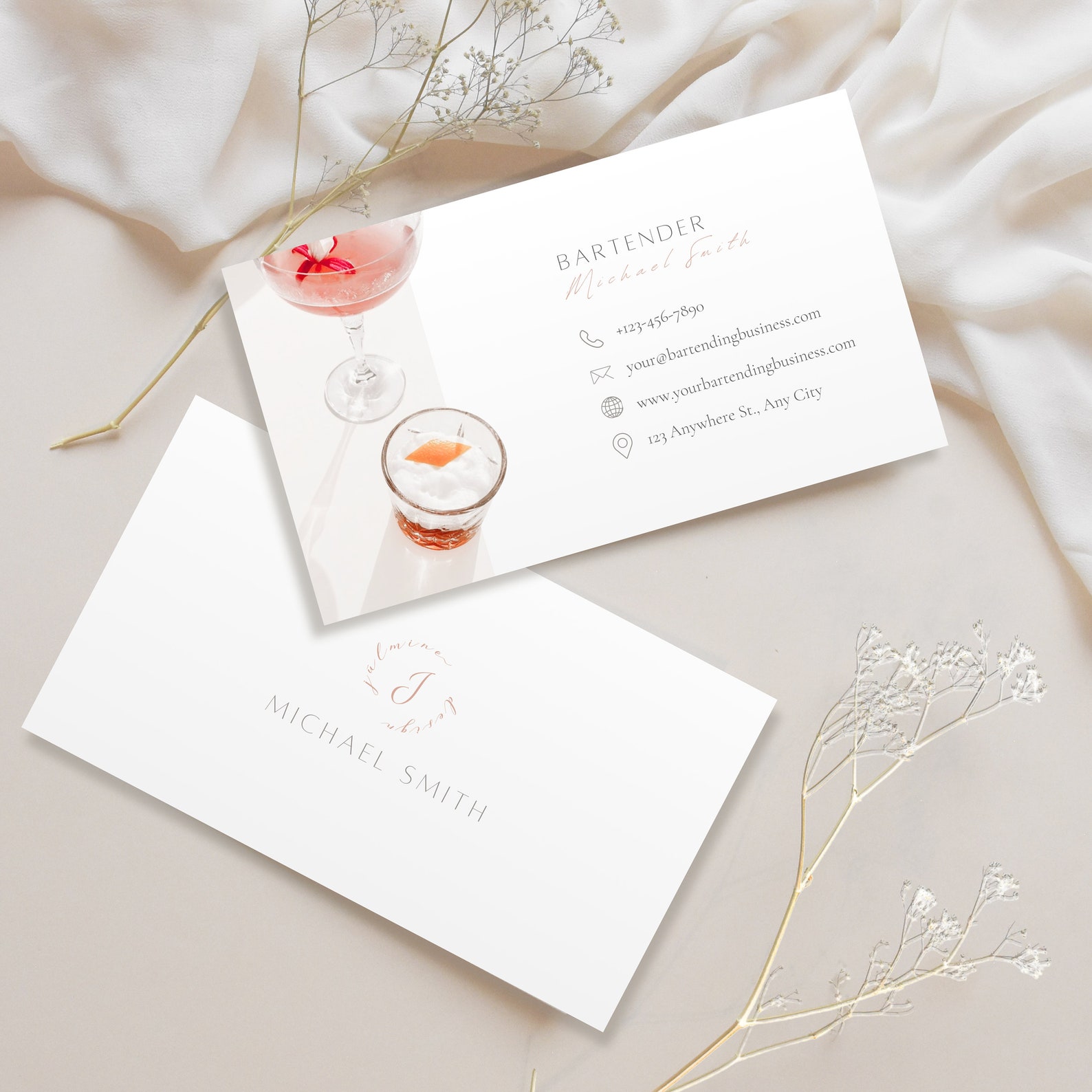 Bartender Business Card Template, Editable Mobile Bar Info Card Design ...