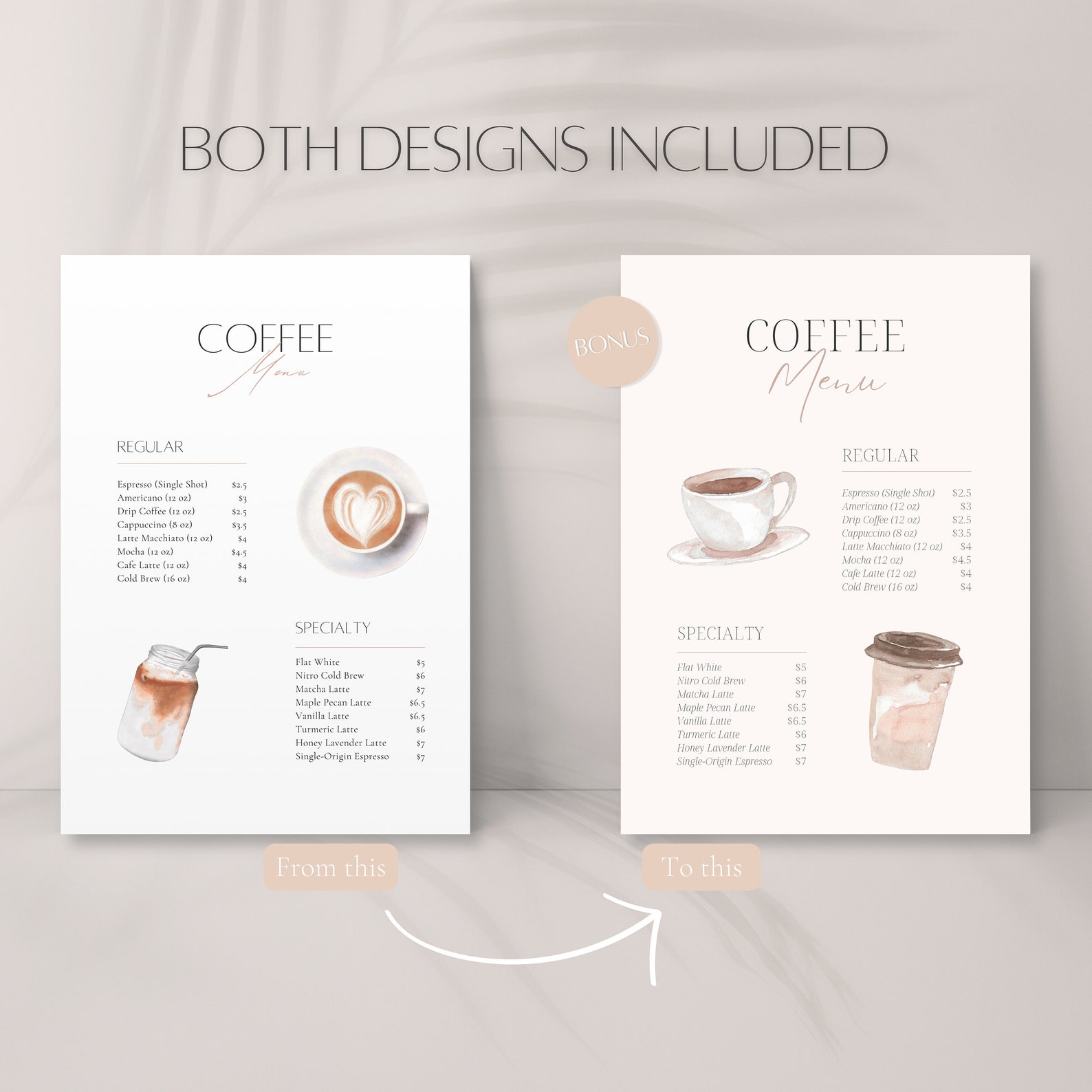 Coffee Menu Template, Editable Barista Price List Print, Premium Cafe ...