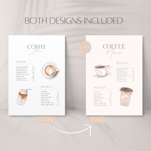 Coffee Menu Template, Editable Barista Price List Print, Premium Cafe ...