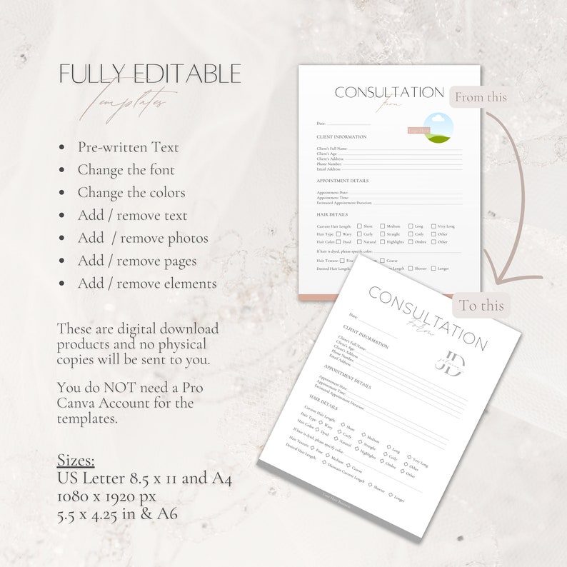 Hairdressing Forms Bundle, Editable Hair Business Agreement Templates ...