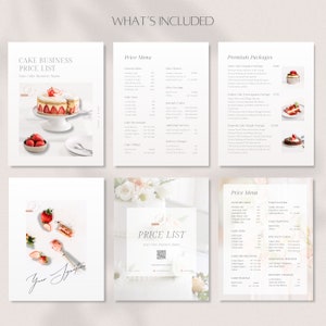 Cake Business Price List Template, Editable Baker Pricing Menu File ...