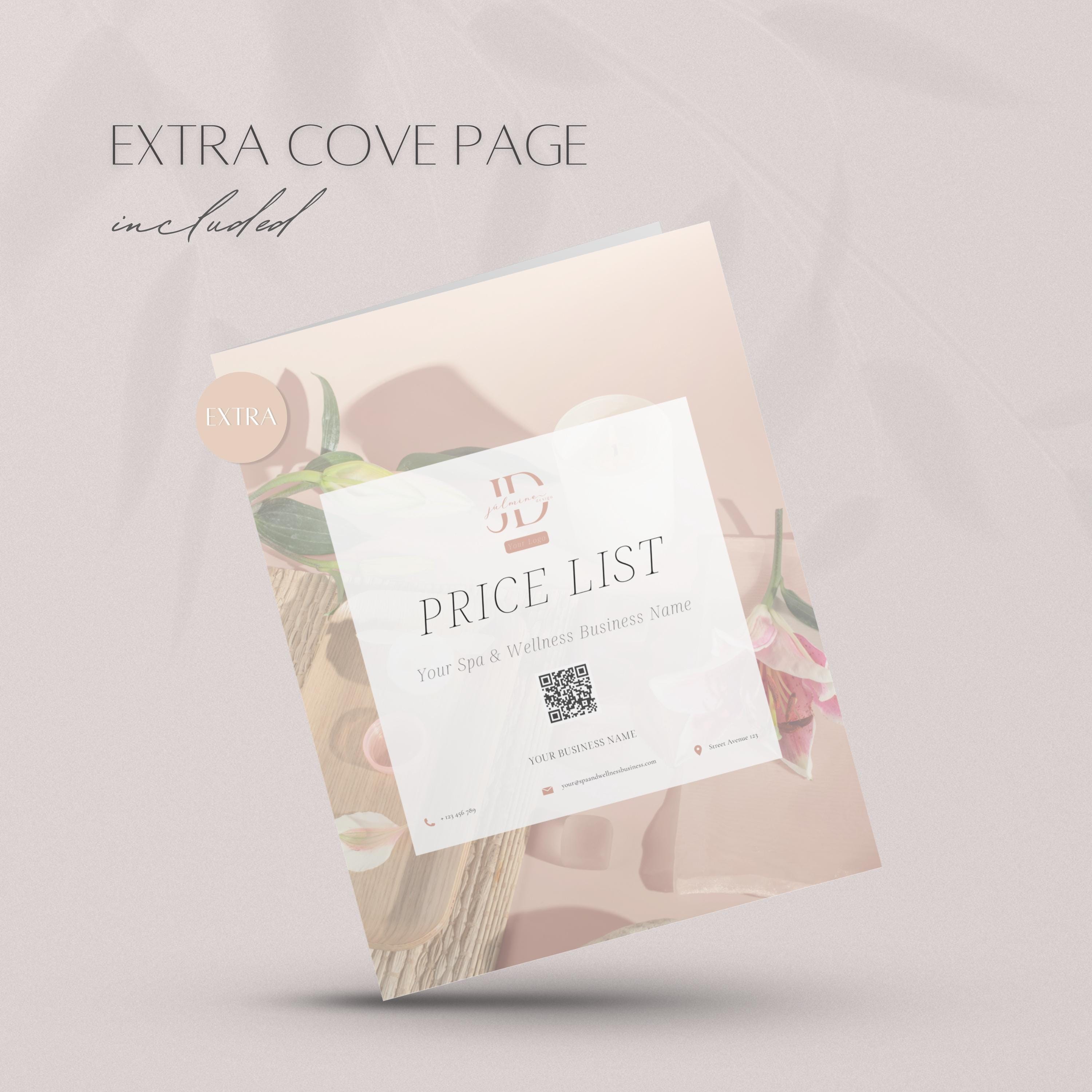 Spa & Wellness Price List Template, Editable Beauty Services Pricing ...