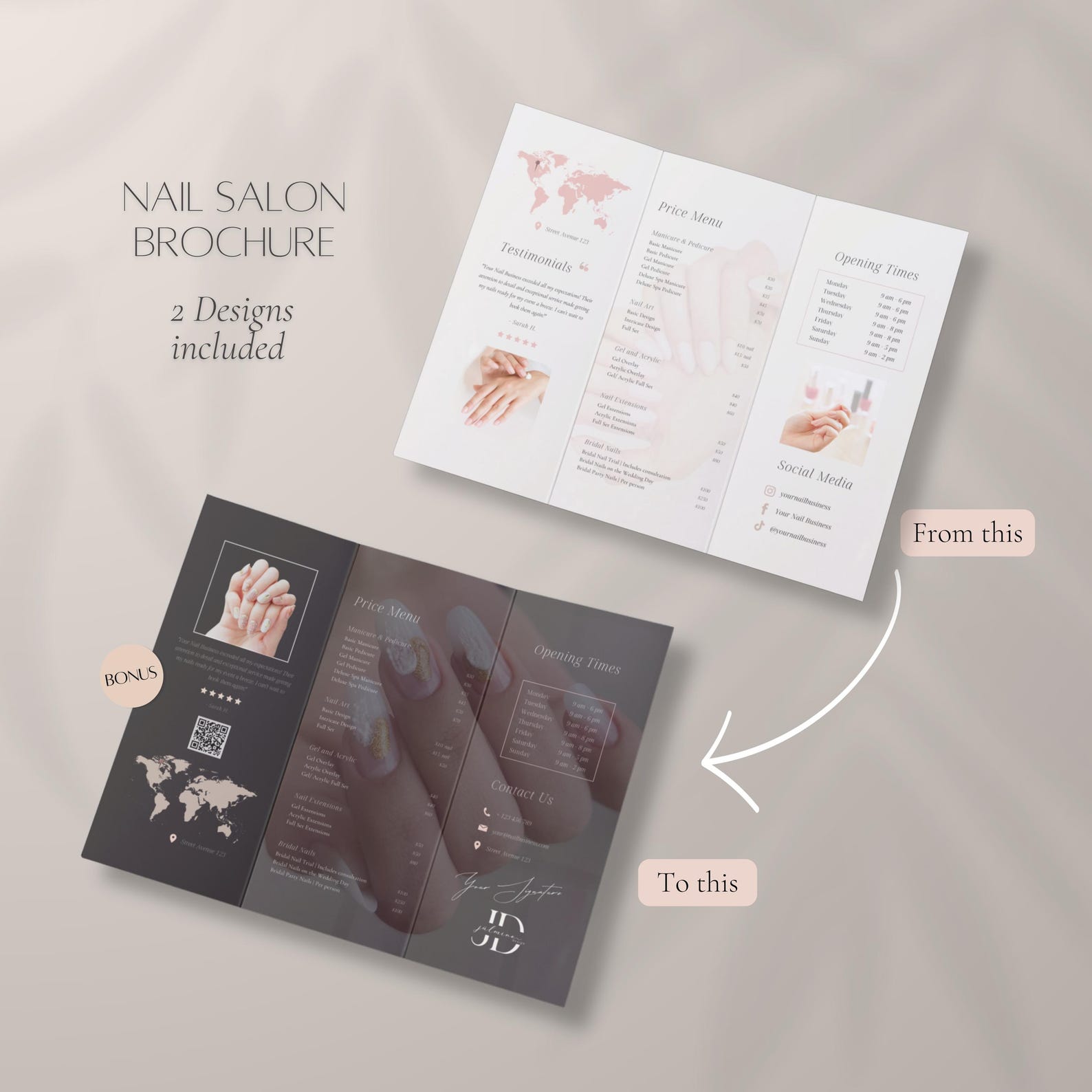 Nail Salon Brochure Template, Editable Nail Tech Trifold Booklet ...