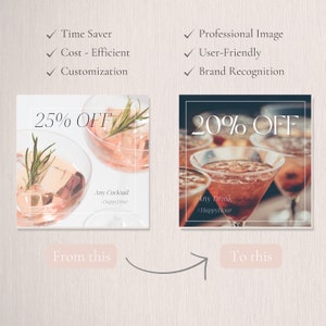 Mobile Bar Instagram Templates, Bartender Social Media Posts ...