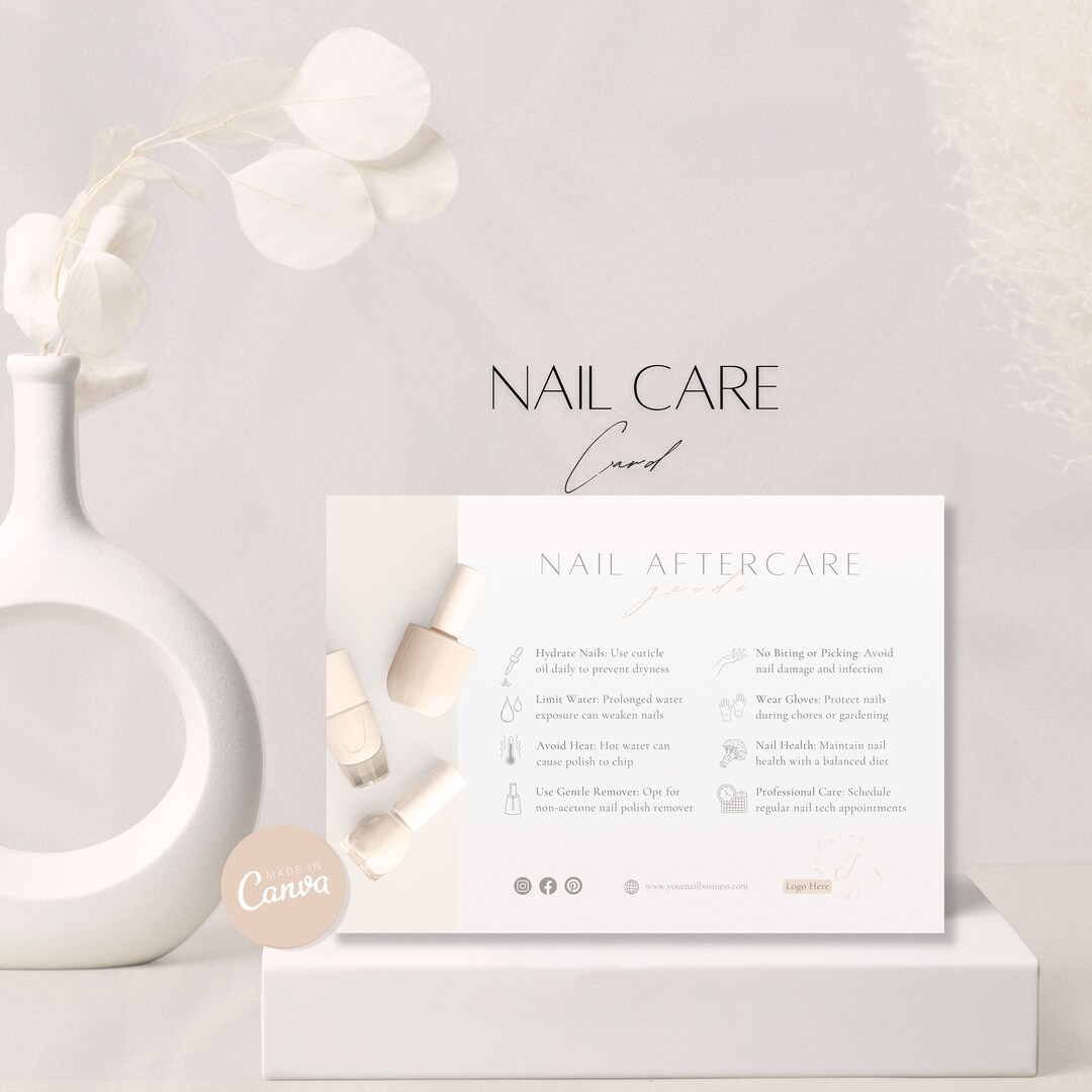 Nail Care Card Template Instructions Card for Nail Clients - Etsy