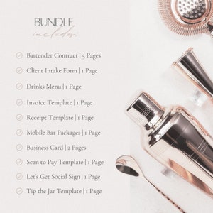Mobile Bar Forms Bundle, Editable Bartending Business Contract ...
