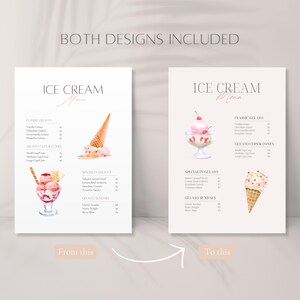 Ice Cream Menu Template, Editable Frozen Dessert Price List ...