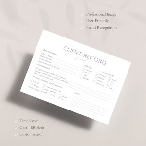 Esthetician Client Record Card Template, Editable Beauty Service ...