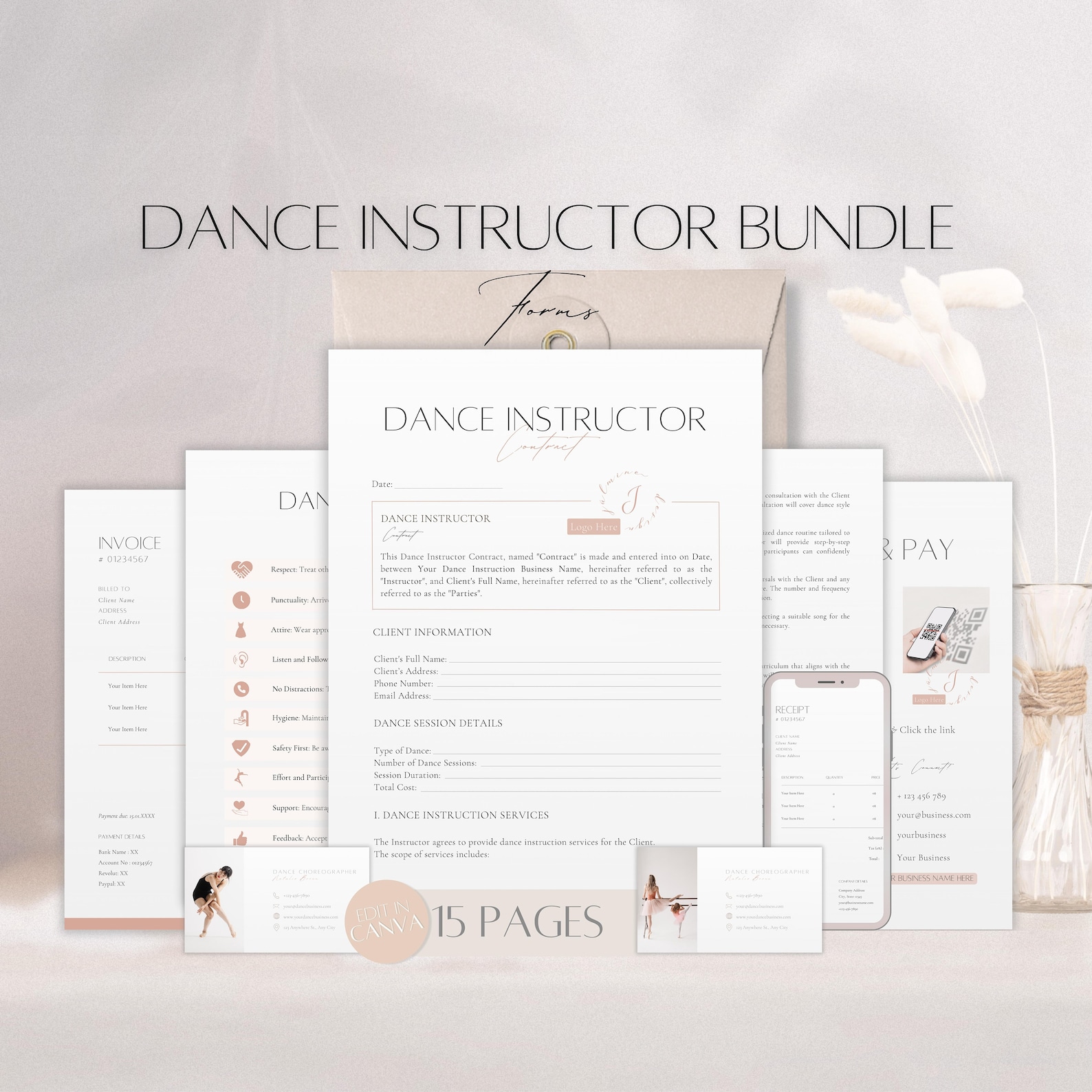 Dance Business Bundle Forms, Editable Dance Instructor Contract ...