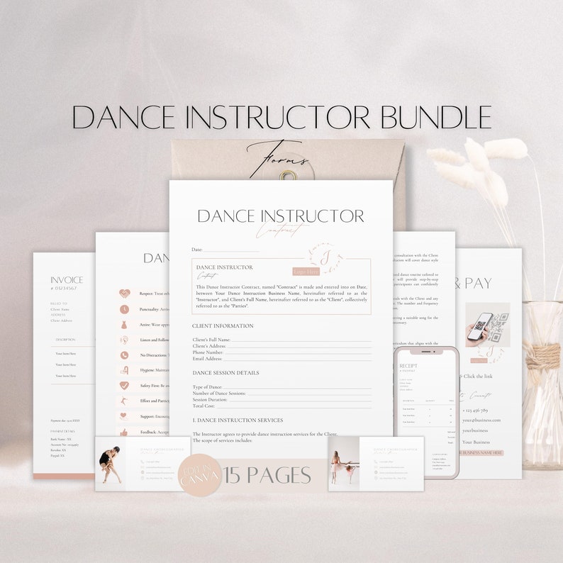 Dance Business Bundle Forms, Editable Dance Instructor Contract, Professional Dancer Services ...