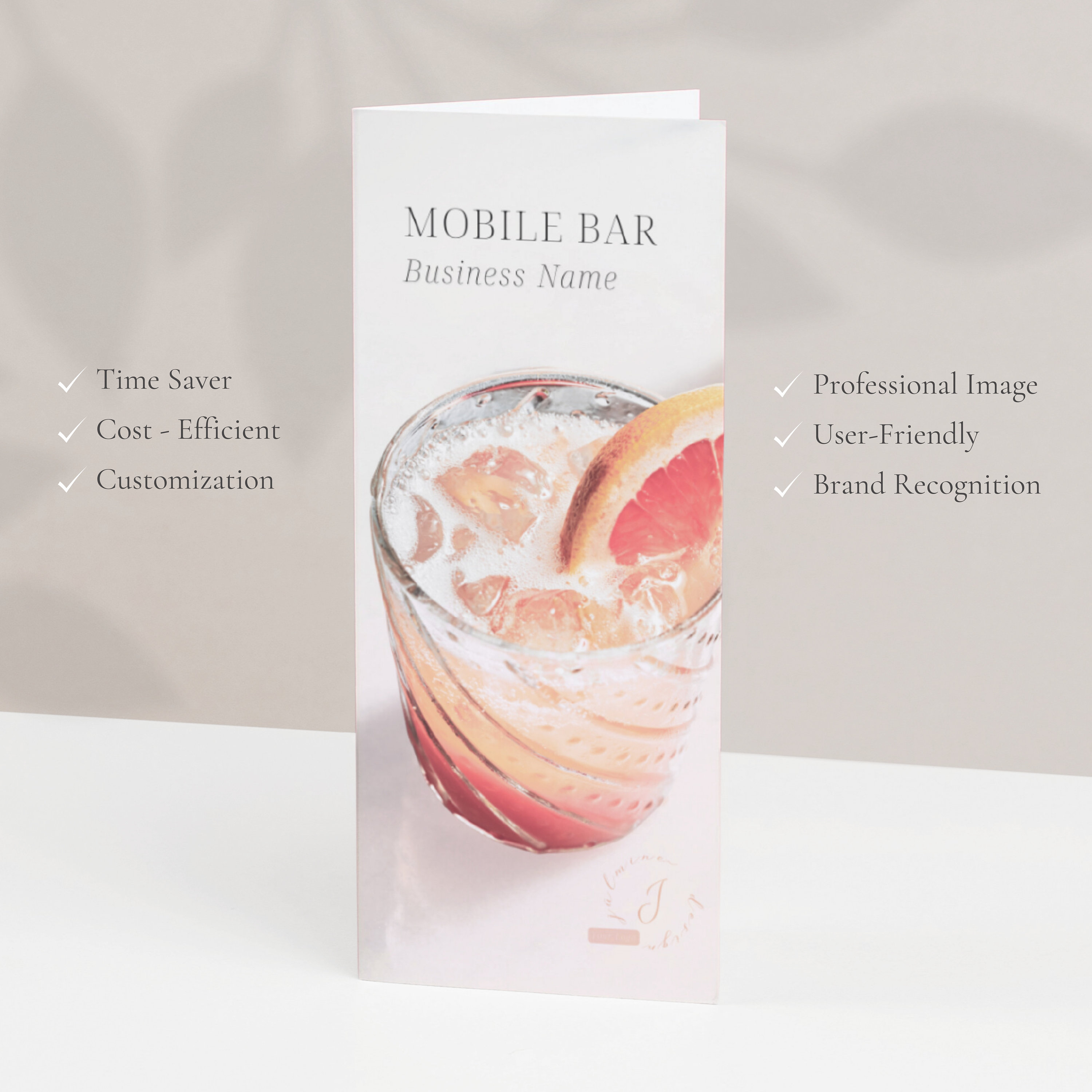 Mobile Bar Trifold Brochure Template, Editable Bartender Services Announcement File ...