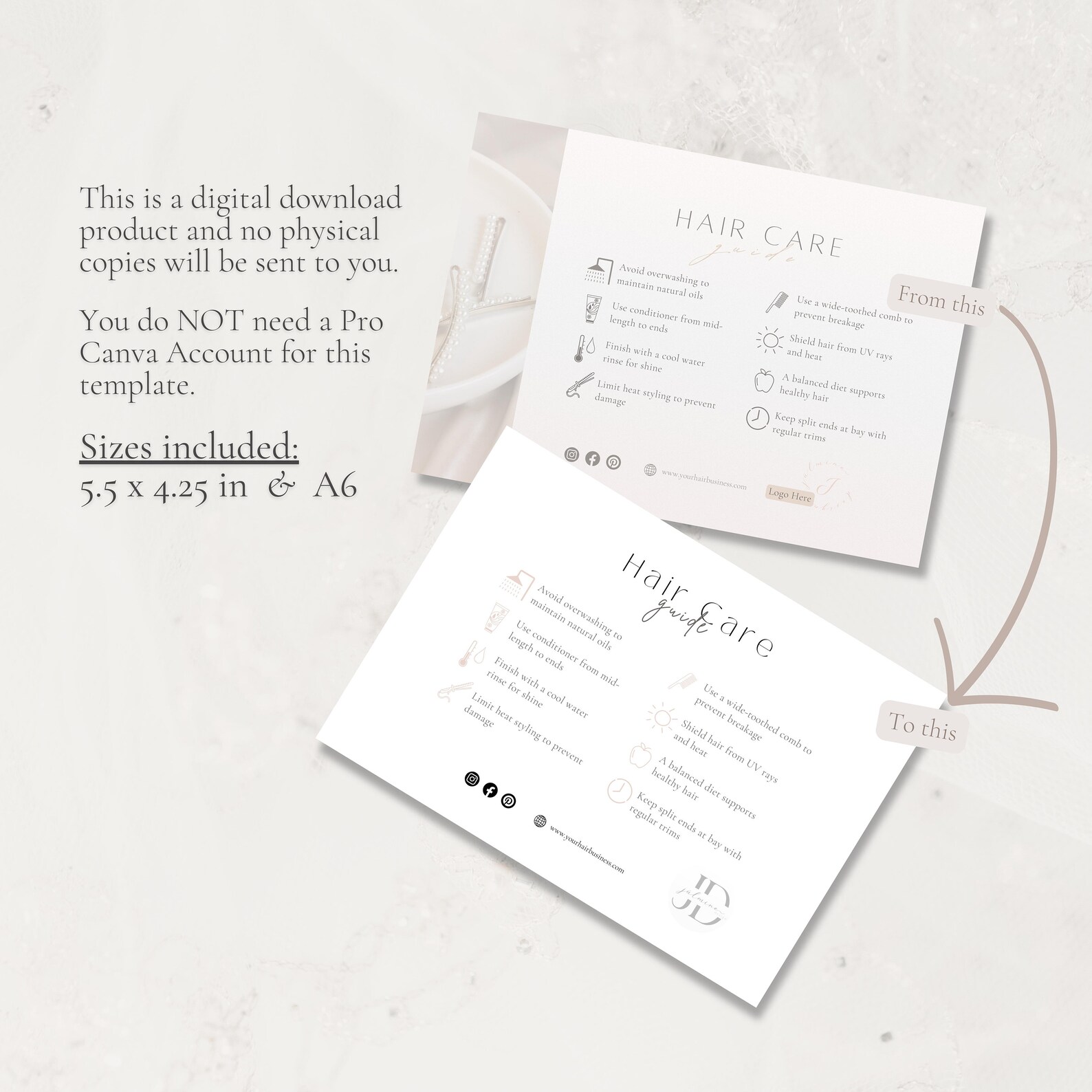 Hair Care Card Template, Instructions Card for Hair Clients ...