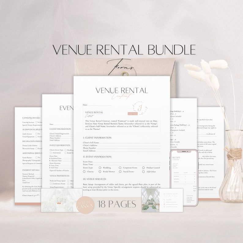 Venue Rental Forms Bundle, Editable Event Business Contract ...