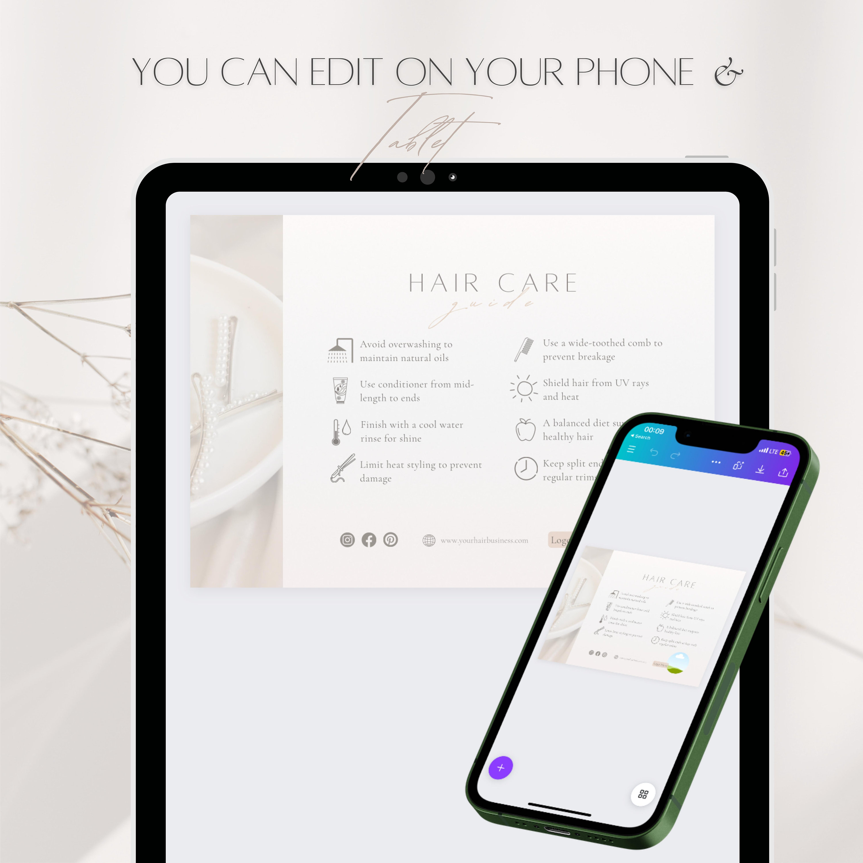 Hair Care Card Template, Instructions Card for Hair Clients ...