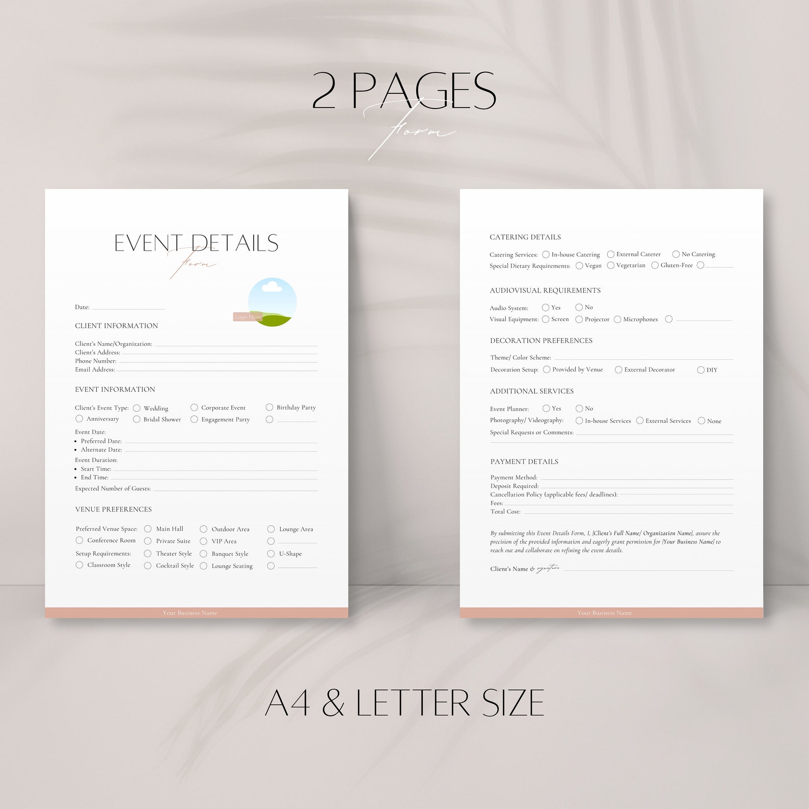 Event Details Form Template, Editable Party Planning Information ...