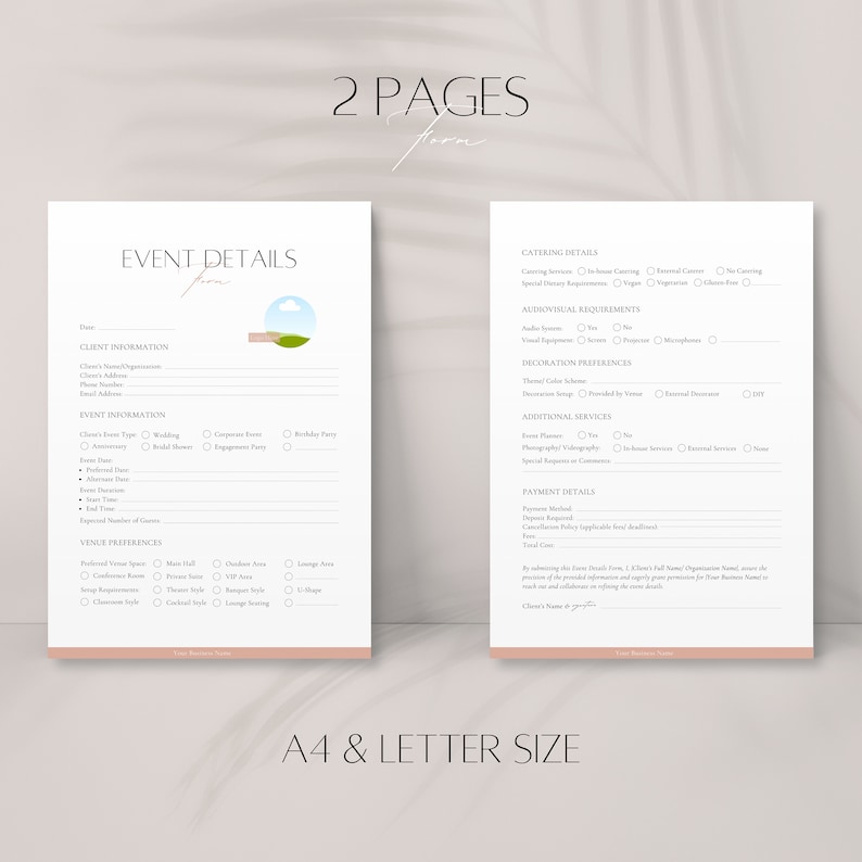Event Details Form Template, Editable Party Planning Information ...