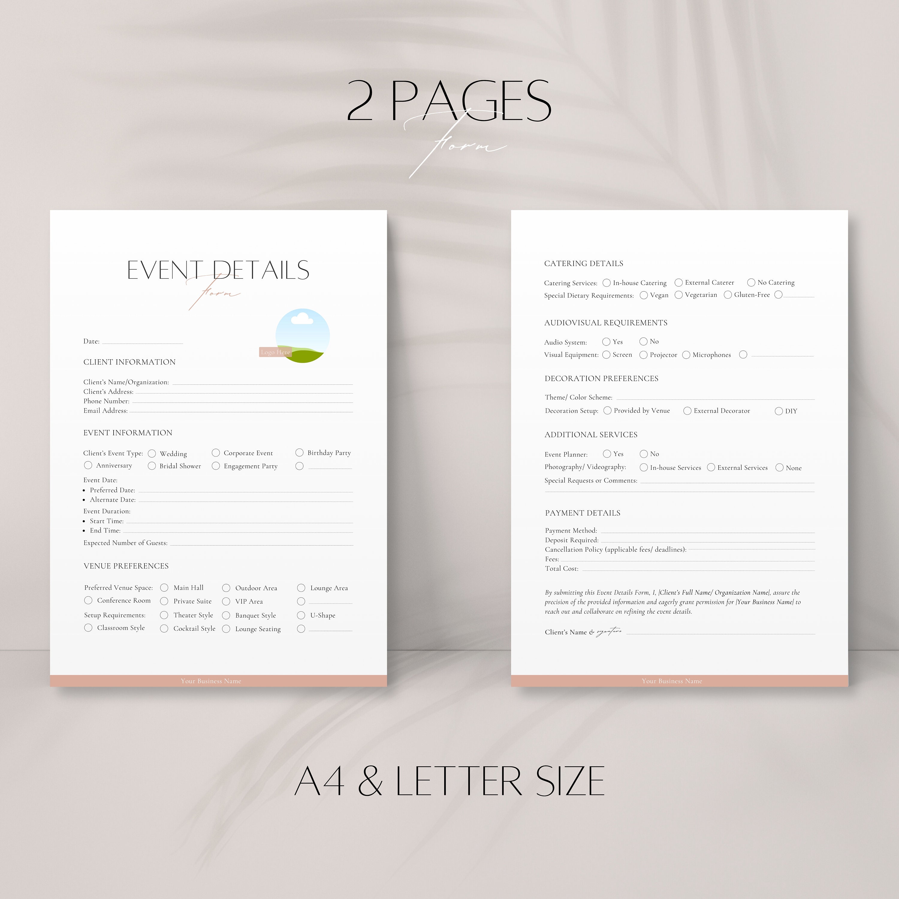 Event Details Form Template, Editable Party Planning Information ...