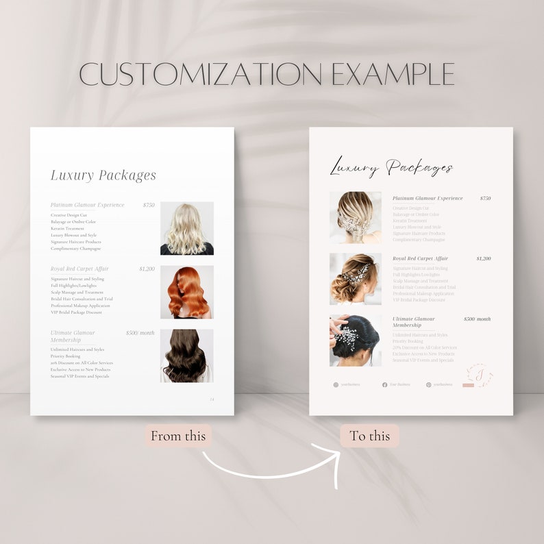 Hairdressing Mega-bundle Templates, Editable Hairstylist Catalog ...